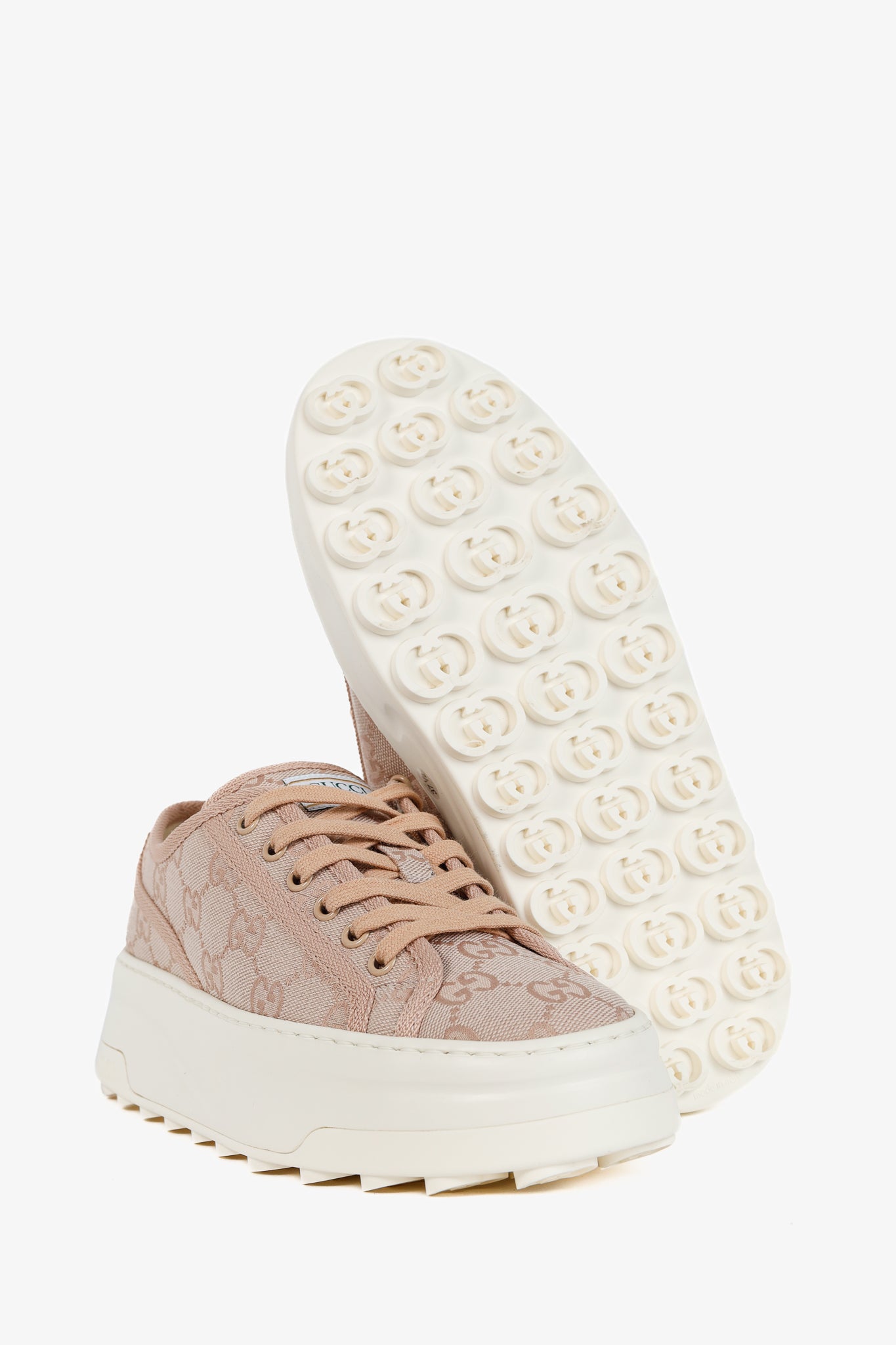 Gucci Pink New Canvas GG Monogram Platform Sneakers – Blogger Armoire